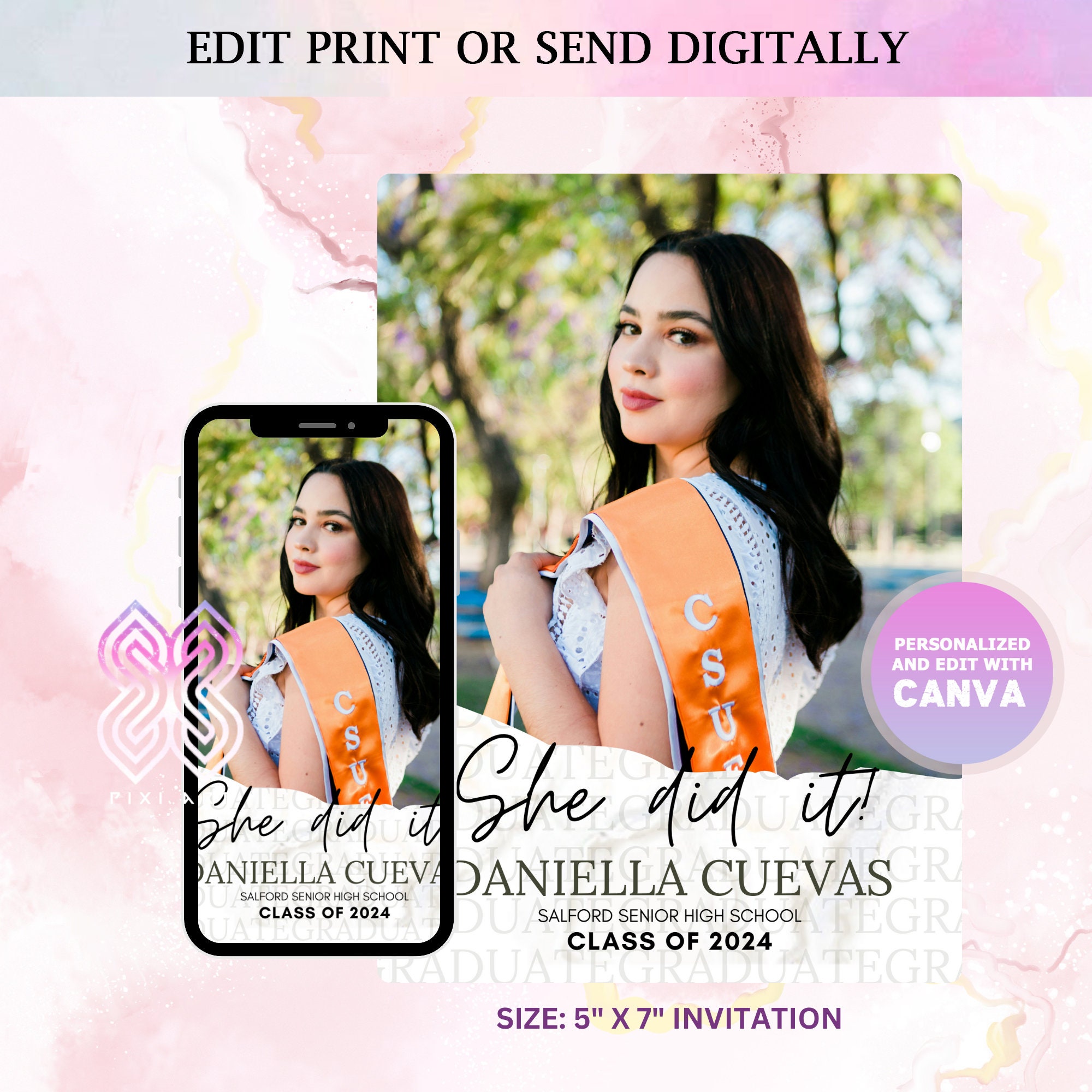 Editable Graduation Invitation 2024 Template Modern Graduation ...