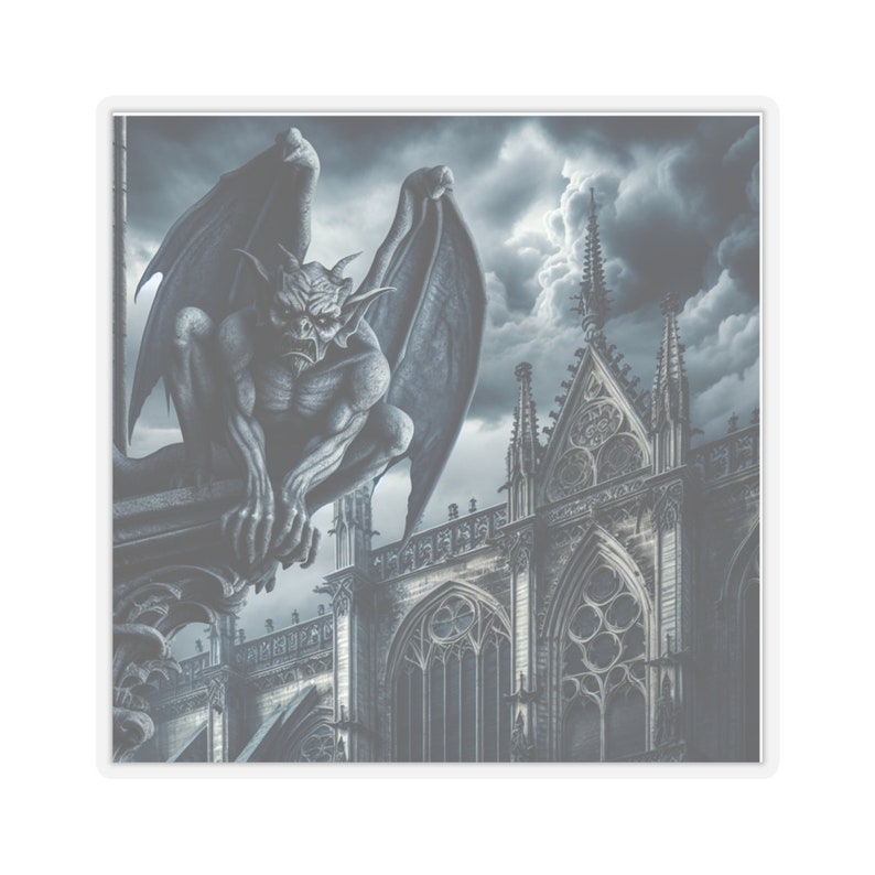 Gargoyle in the Night Sticker, Dark, Art, Gift, Stoic, Strong, Gothic ...