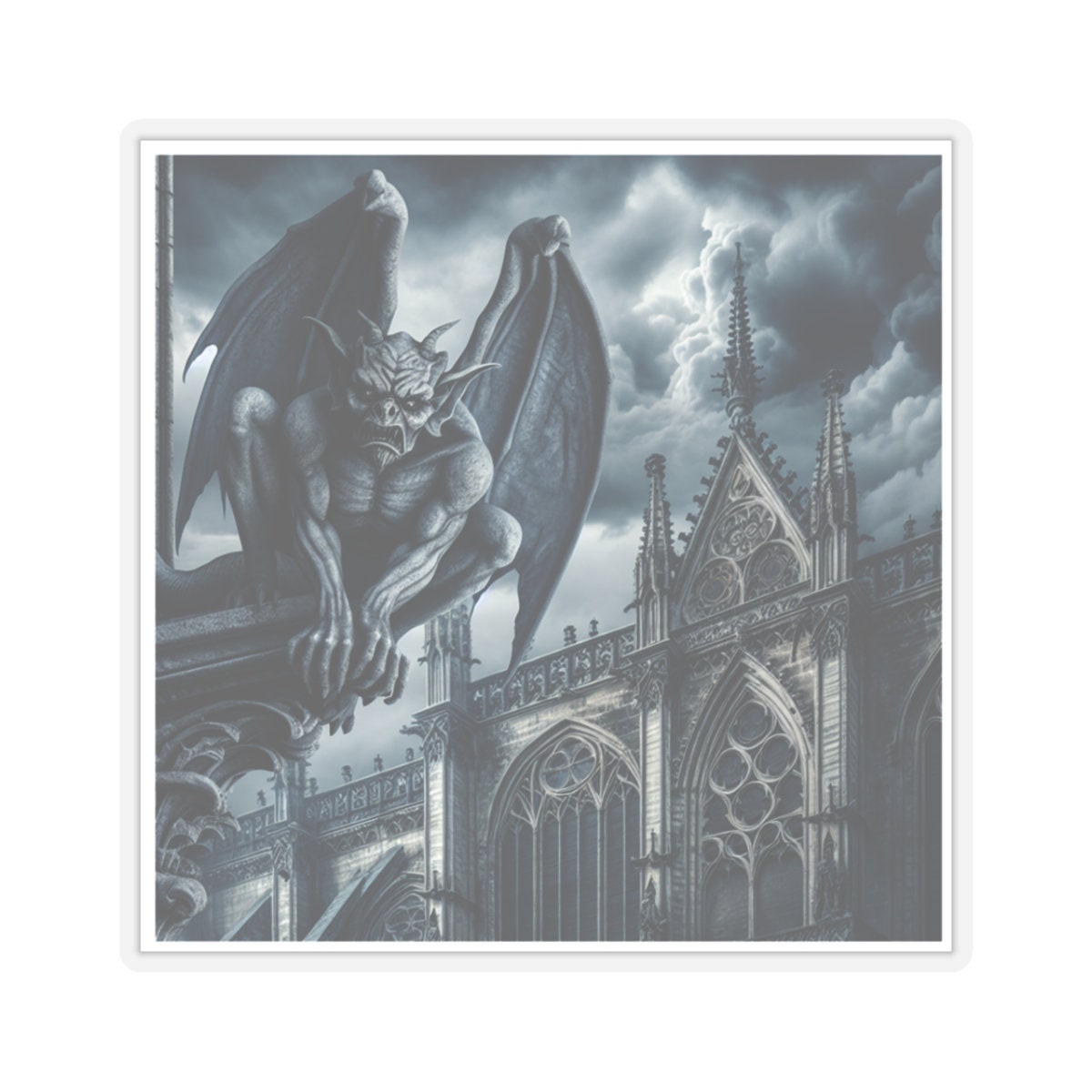 Gargoyle in the Night Sticker, Dark, Art, Gift, Stoic, Strong, Gothic ...