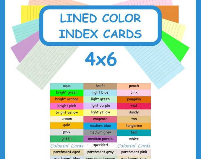 100 Color Index Cards 4x6 Ruled Lined Card Stock ~ Blank Cardstock With ...