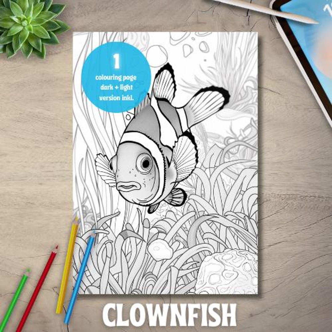 Clownfish Coloring Page for Children and Adults, Fish Coloring Pages ...