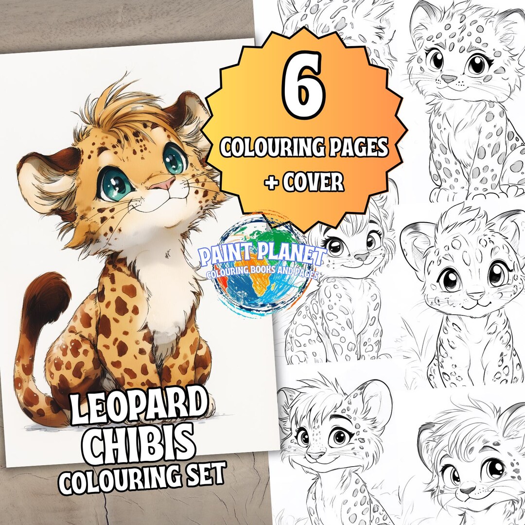 Chibi Leopard Coloring Book – Part 1 | 6 Cute Leopard Designs to Color ...