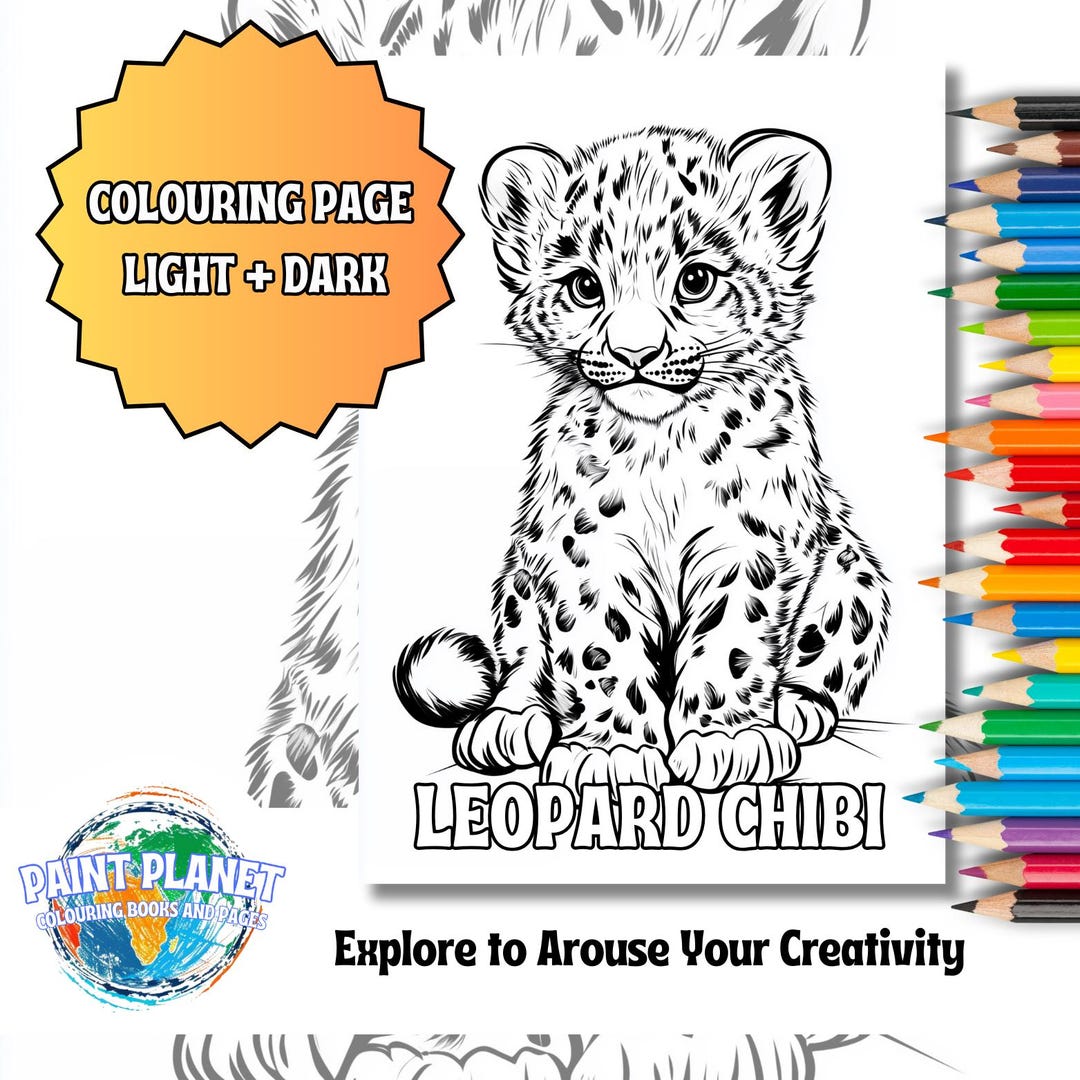 Kawaii & Chibi Wildlife – Leopard Chibi Coloring Page | Digital ...