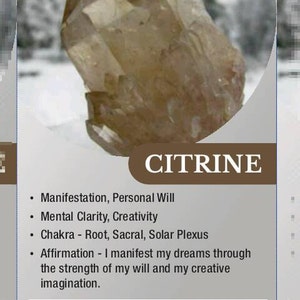 Citrine Crystal Meaning Cards Crystal Information Cards Instant ...