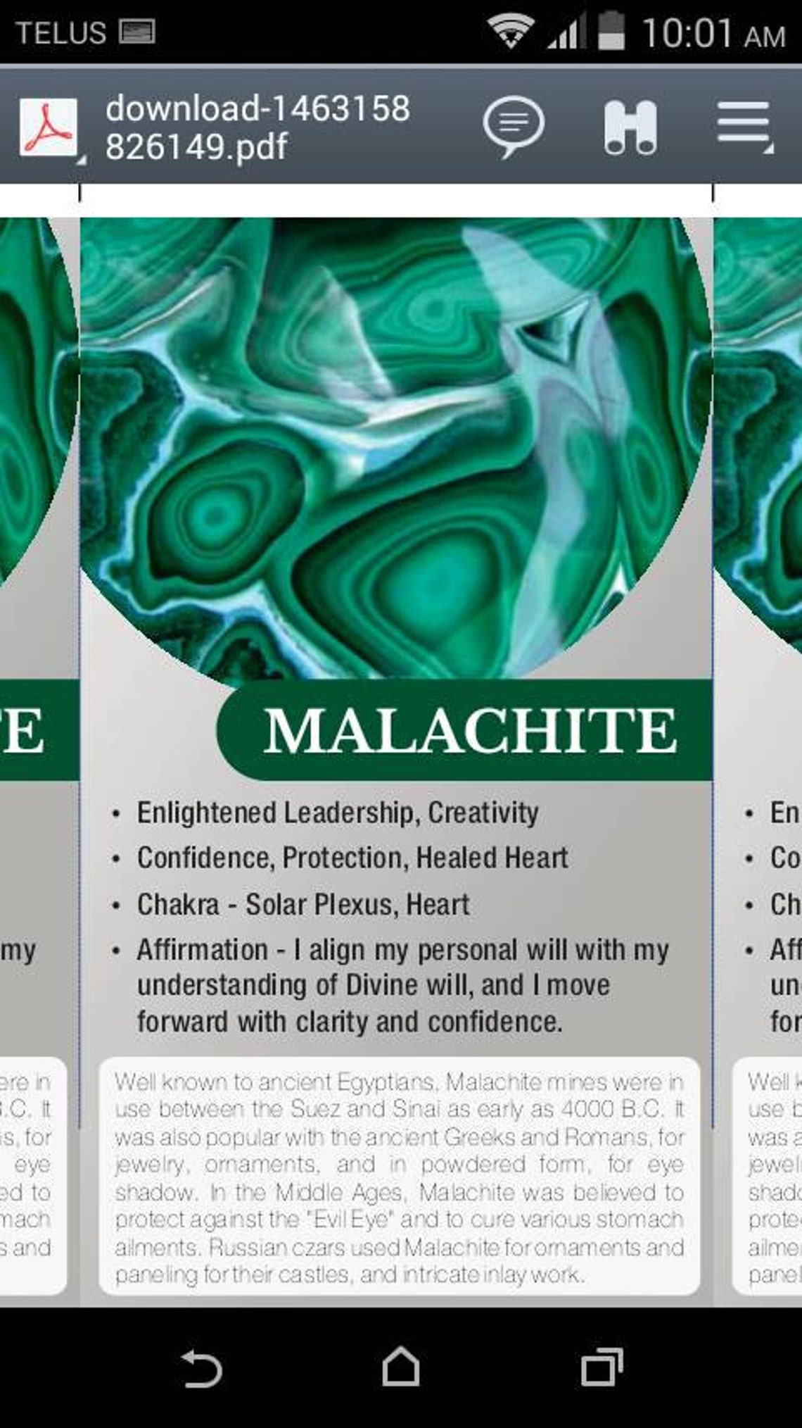 Malachite Crystal Meaning Cards Crystal Information Cards Instant ...