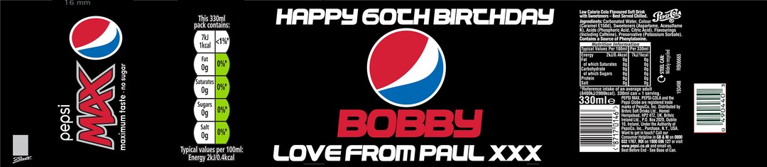 4 X Personalised Pepsi Max Bottle Labels Sticker Any Name Any Occasion ...