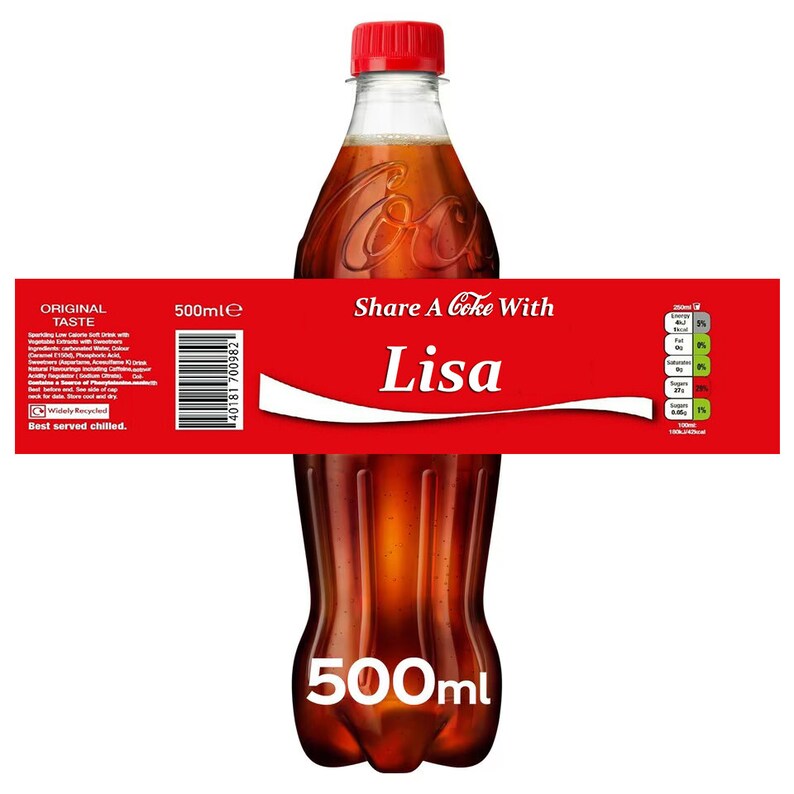 4 X Personalised Coca-cola Label Sticker Any Name Any Occasion Novelty ...