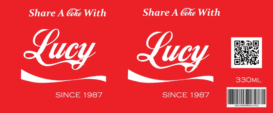 4 X Personalised Coca-cola Can Labels Sticker 330ml Any Name Any ...