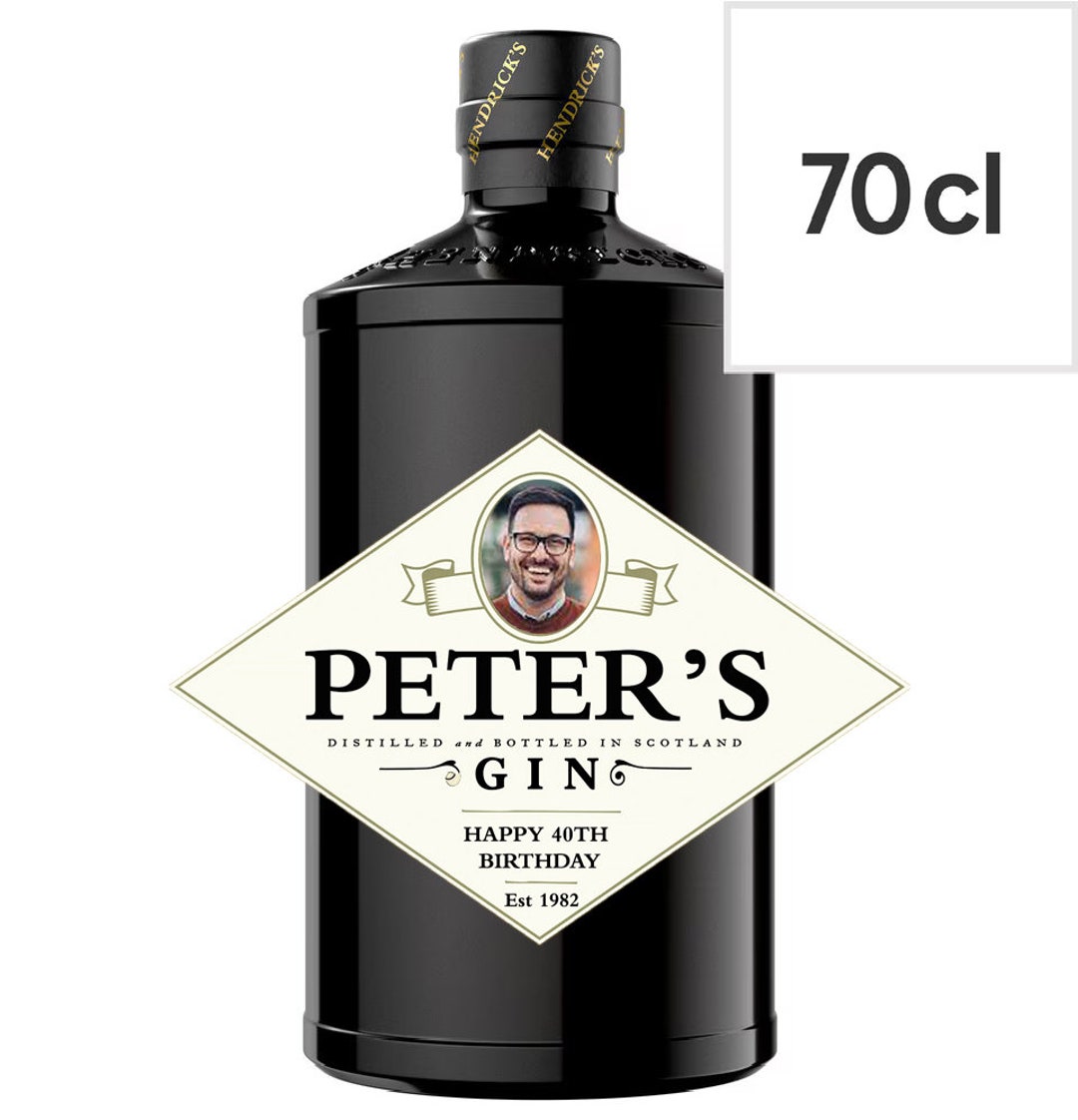 Personalised Hendricks Gin Bottle Label Sticker Any Name Any Occasion ...