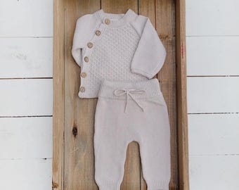 Pex Baby Boys Spanish Style Cable Knitted Outfit Set Newborn Baby 6-9 ...