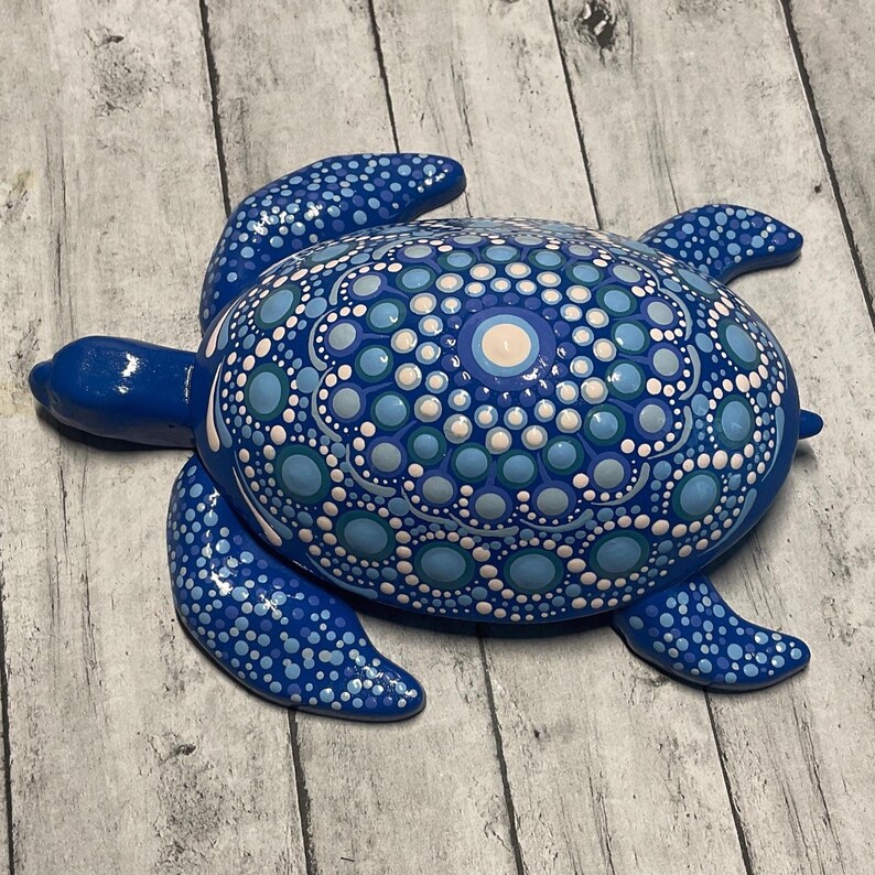 Hand-painted Sea Turtle Figurine – Mandala Design With Epoxy Resin ...