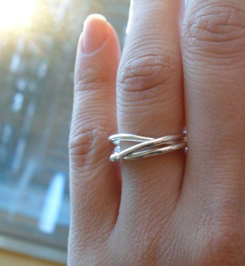 Simple Rustic Trinity Intertwined Thick Rings Sterling Silver - Etsy