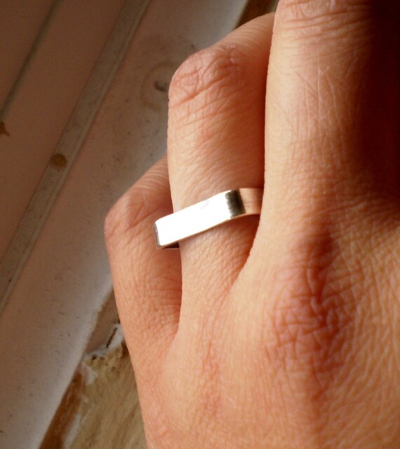 Simply Monolithic Square Modern Edge Sterling Silver Stacking - Etsy