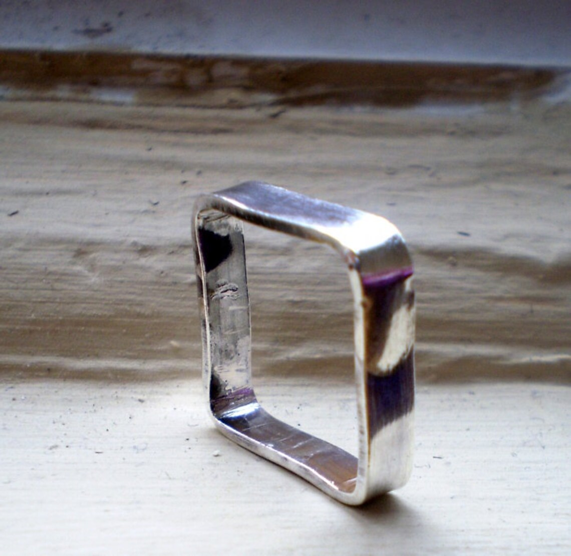 Simply Monolithic Square Modern Edge Sterling Silver Stacking - Etsy