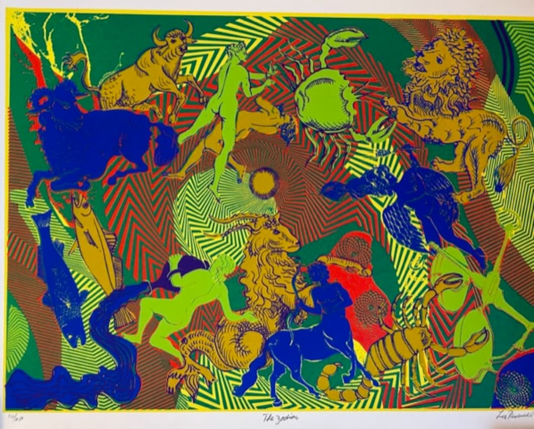 The Zodiac - Leo Russell Vintage Serigraph Print - Etsy