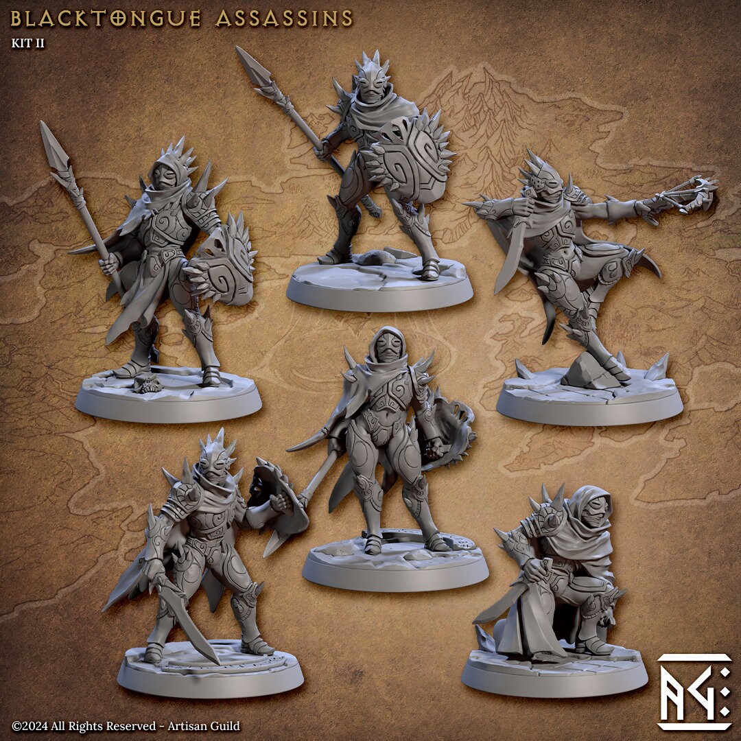 Warrior Shadow Assassins Figurine, Ashen Alfar Blacktongue Weavers With ...