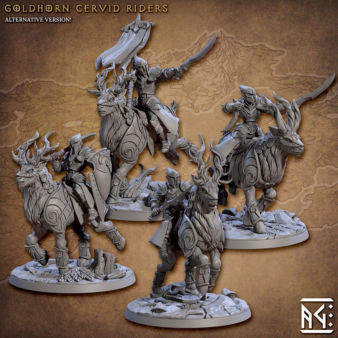 Dark Elf Calvery Riders Set From Noble Alfar Goldhorn Cervid Miniatures ...