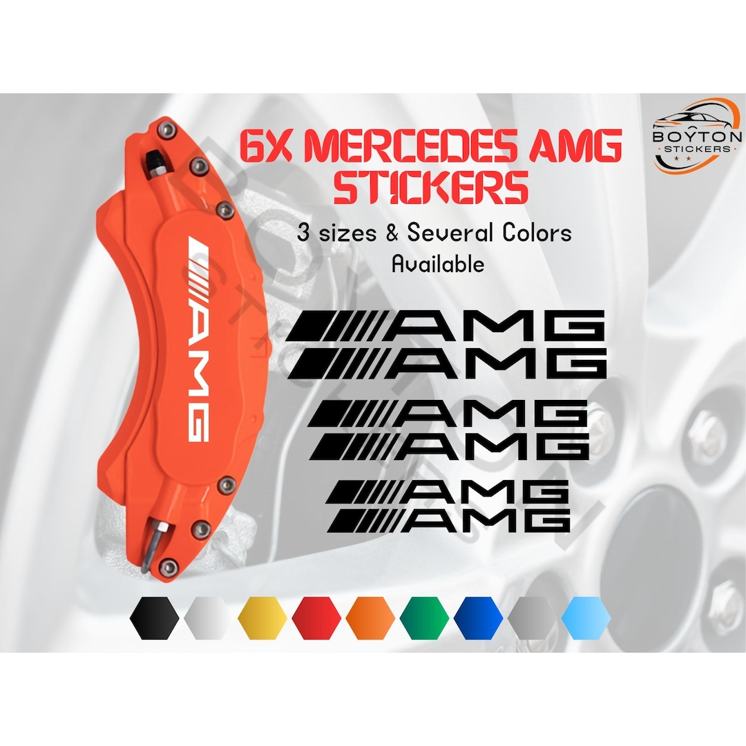 6pcs AMG Brake Caliper Stickers, Car Brake Caliper Decals, High Temperature Decal Sticker, Car ...