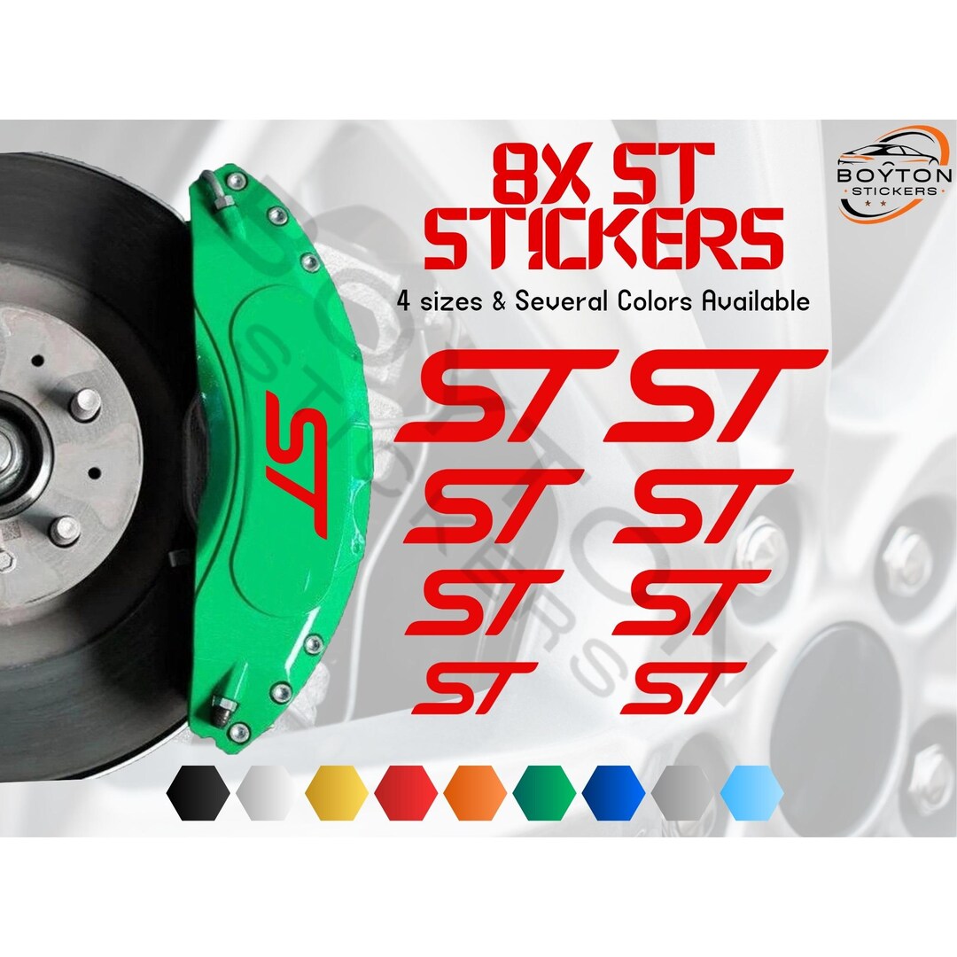 8pcs ST. Brake Caliper Stickers, Car Brake Caliper Decals, High ...