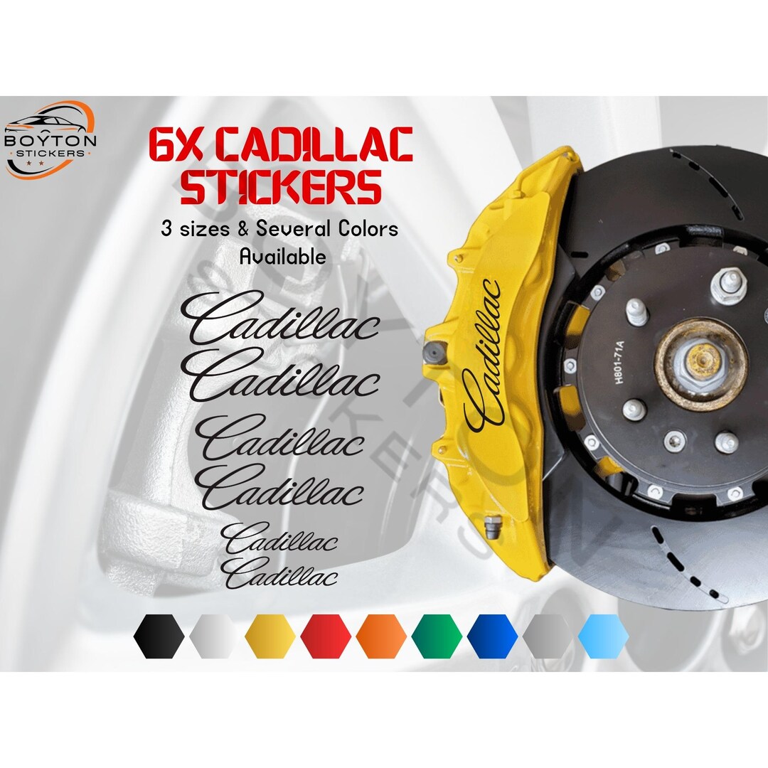 6pcs Cadillac Brake Caliper Stickers, Car Brake Caliper Decals, High ...