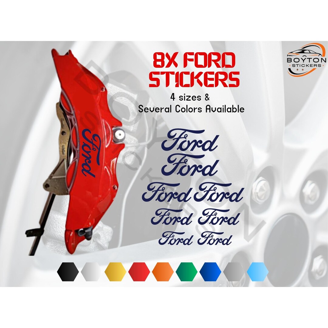 8pcs Ford Logo Brake Caliper Stickers, Car Brake Caliper Decals, High ...