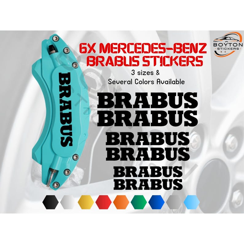 6pcs Brabus Brake Caliper Stickers, Car Brake Caliper Decals, High ...