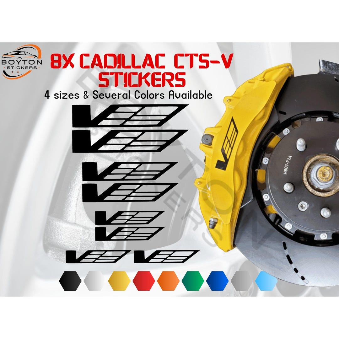 8pcs Cadillac CTS-V Brake Caliper Stickers, Car Brake Caliper Decals, High Temperature Decal ...