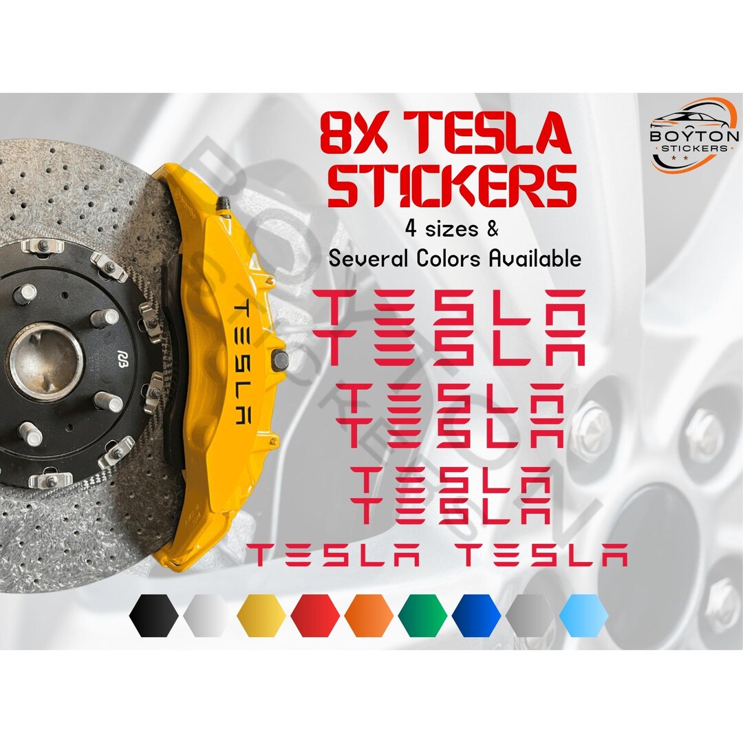 8pcs Tesla Brake Caliper Stickers, Car Brake Caliper Decals, High ...