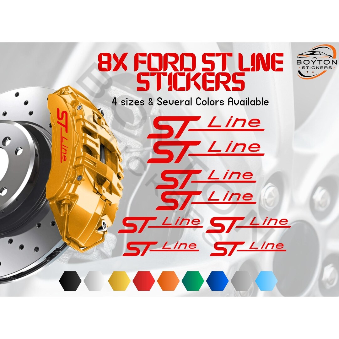 8pcs ST Line Brake Caliper Stickers, Car Brake Caliper Decals, High ...