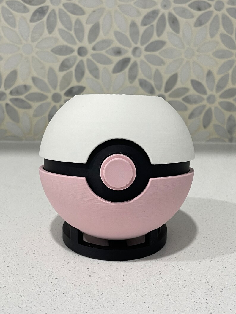 3D Printed Pink White and Black Poke Ball Pen Holder,crochet Hook ...