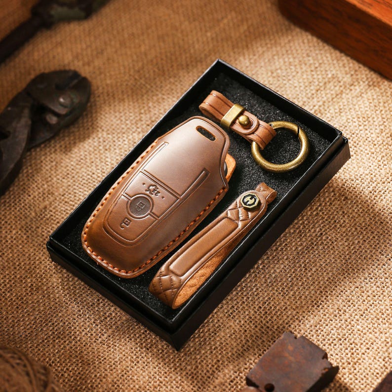 Personalized Leather Key Fob Cover Compatible for Ford Focus Mondeo ...