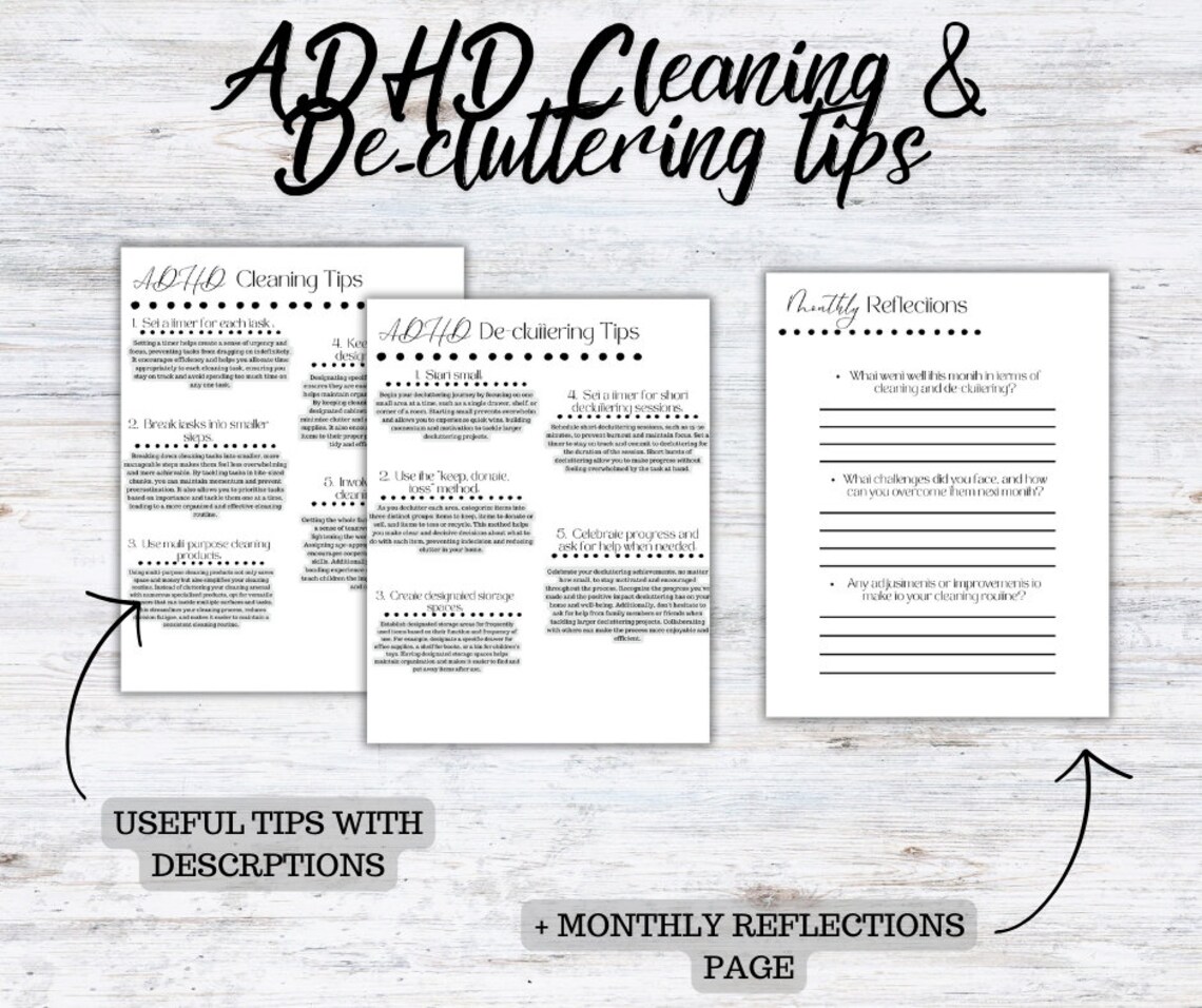 Editable ADHD Cleaning Organizer Bundle, Cleaning Schedule Checklists ...