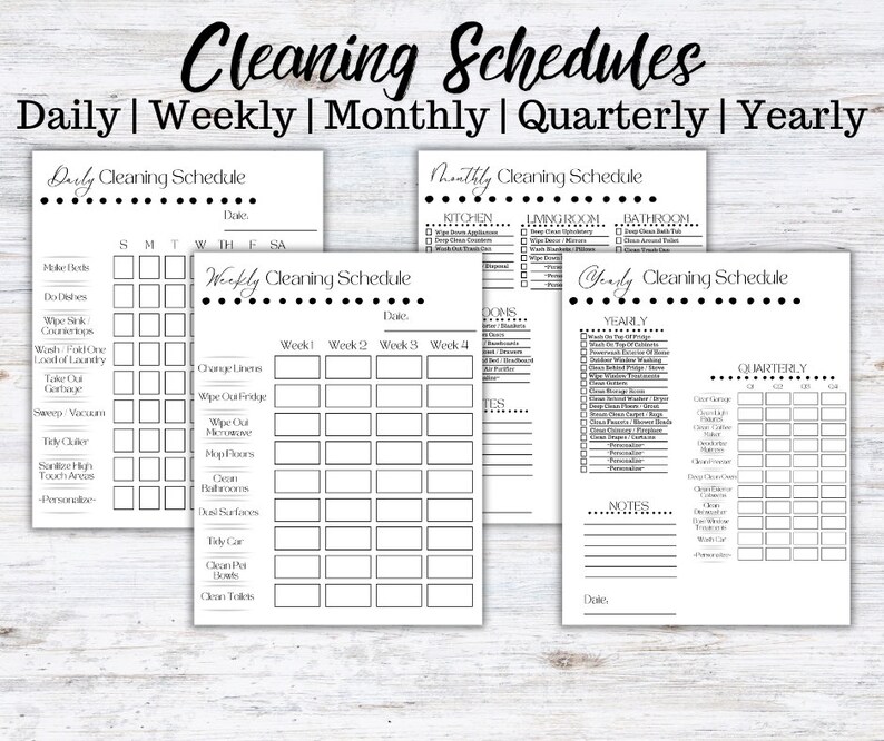 Editable ADHD Cleaning Organizer Bundle, Cleaning Schedule Checklists ...