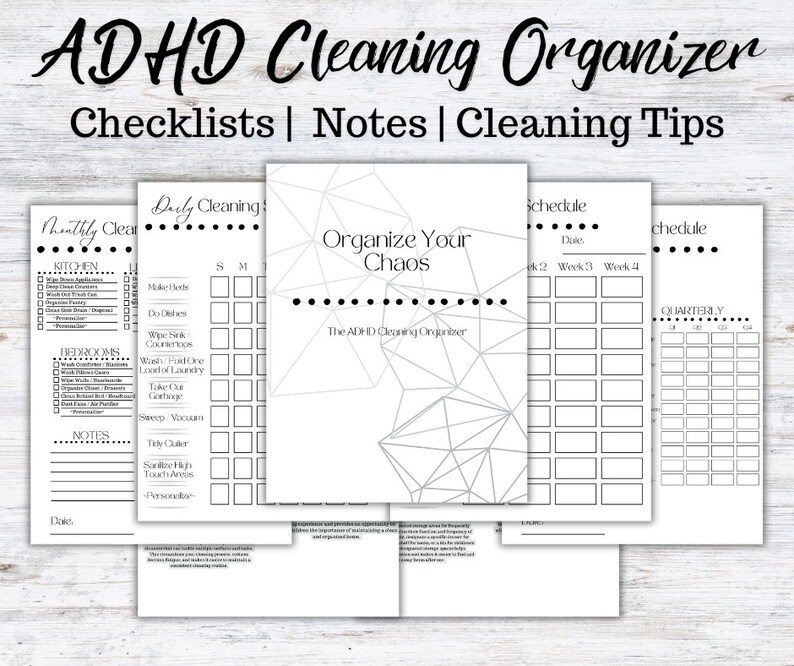 Editable ADHD Cleaning Organizer Bundle, Cleaning Schedule Checklists ...