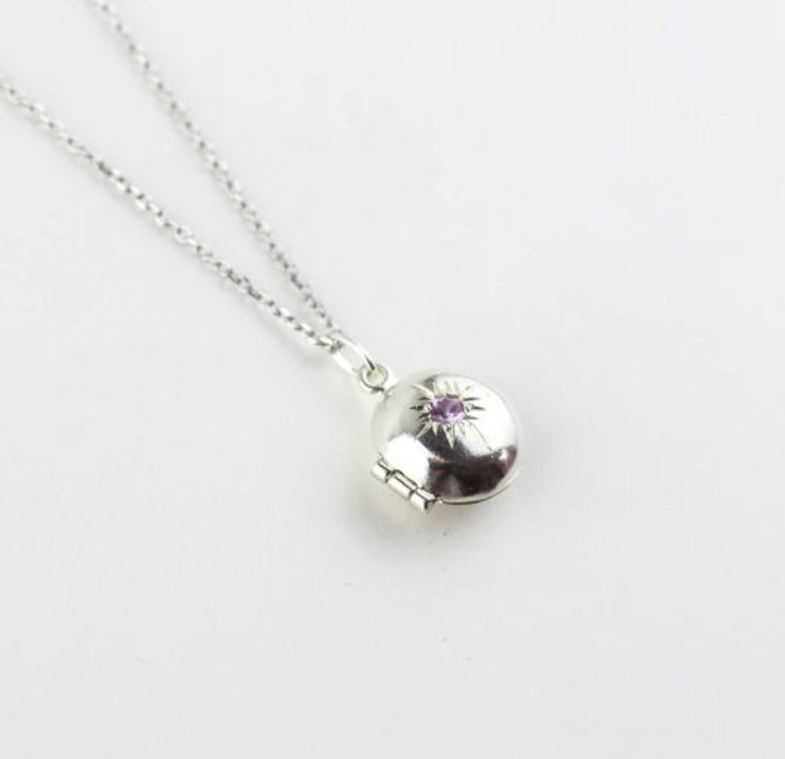 Cremation Ashes Locket, Sterling Silver Pink Sapphire Starburst, Baby ...