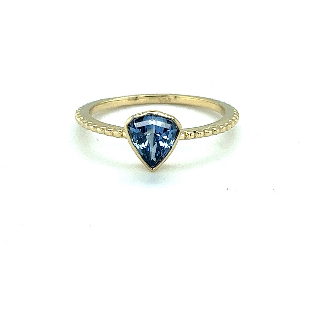 Blue Sapphire Shield Shape Ring - Etsy