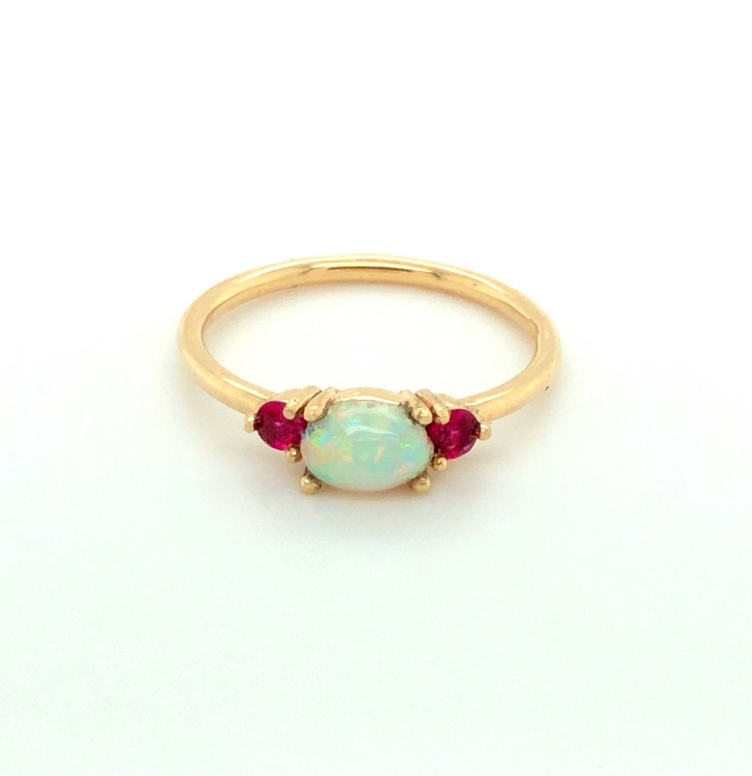 Ruby Opal Ring in 10k Yellow Gold - Etsy