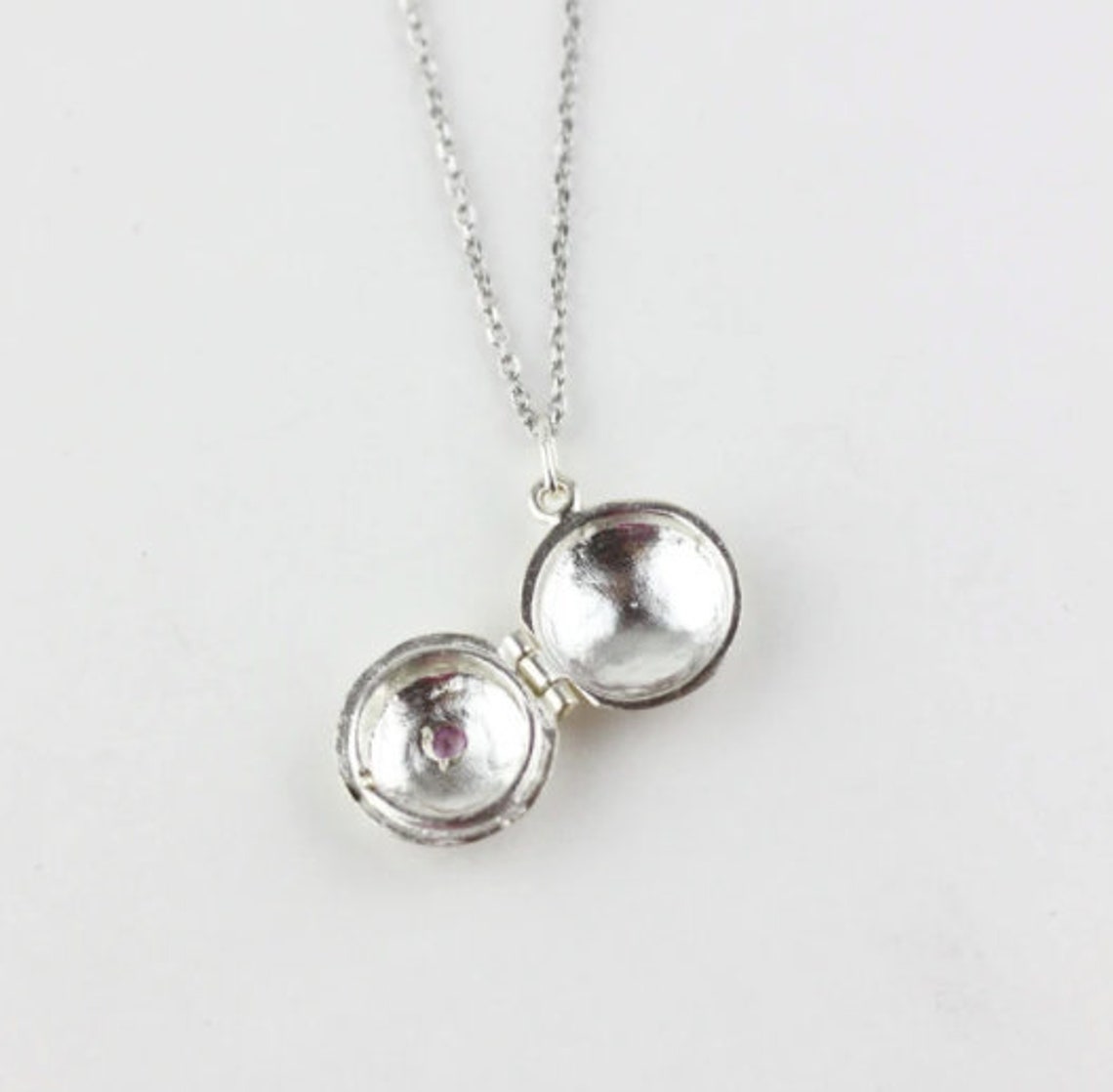 Cremation Ashes Locket, Sterling Silver Pink Sapphire Starburst, Baby ...