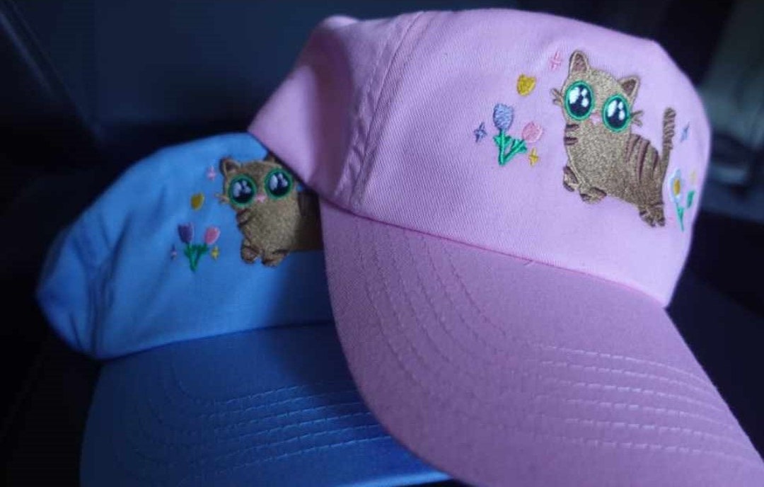 Floral Cats Baseball Cap, Kawaii, Cat, Cat Cap, Cat Hat, Kawaii Hat ...