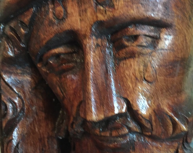 Vintage Hand-carved Holy Face Jesus Christ Sculpted Out of Log - Etsy