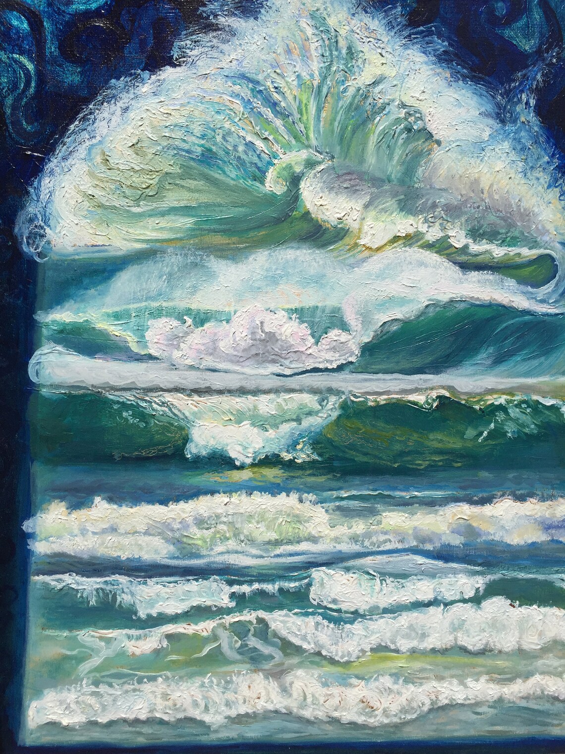Transformed by God-waves of Glory | Ocean Waves | Oil, Acrylic, Gold ...