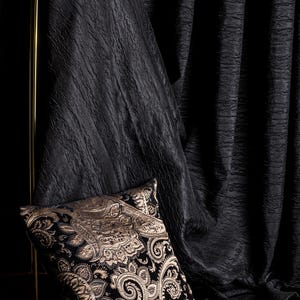 Luxury Black Linen Curtain Panel, Custom Size, Modern Gothic Style ...