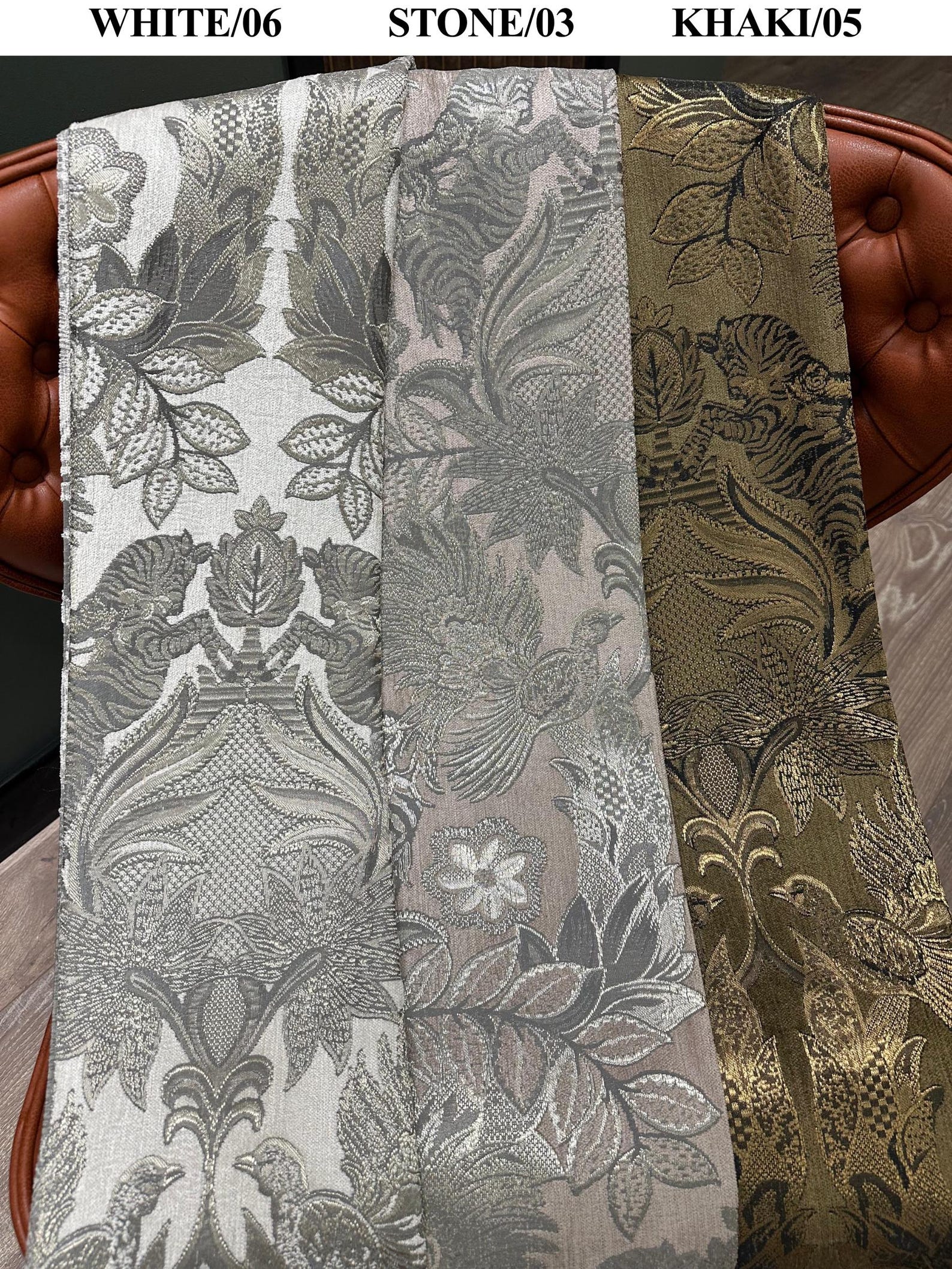 Damask Black Copper Luxury Curtains, Victorian Floral Embroidered ...