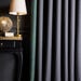 Green Customize Color Block Linen Curtains, Luxury Multicolor Curtains ...