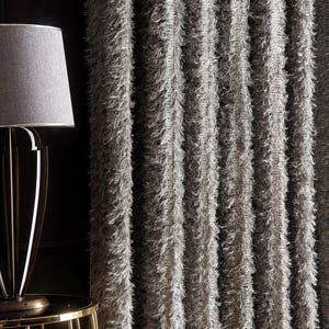 Silver Fluffy Luxury Sheer Curtains, Victorian Faux Fur Curtains ...