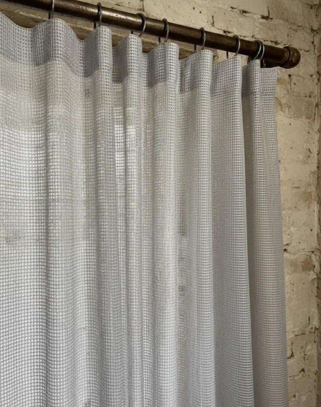 Cortinas de malla de lino transparente, cortinas de lino blanco, beige ...