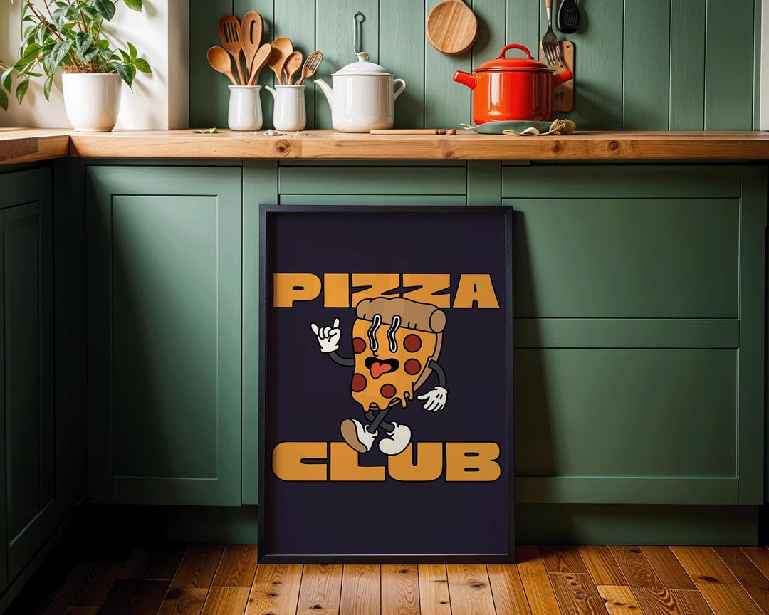 Pizza Club Kitchen Print | Wall Art | Living Room/bedroom/kitchen | A5 ...