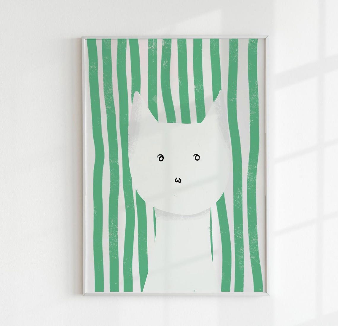 White Cat, Wall Art, Minimalist, Simple, Cute, Stylish, Perfect for a ...