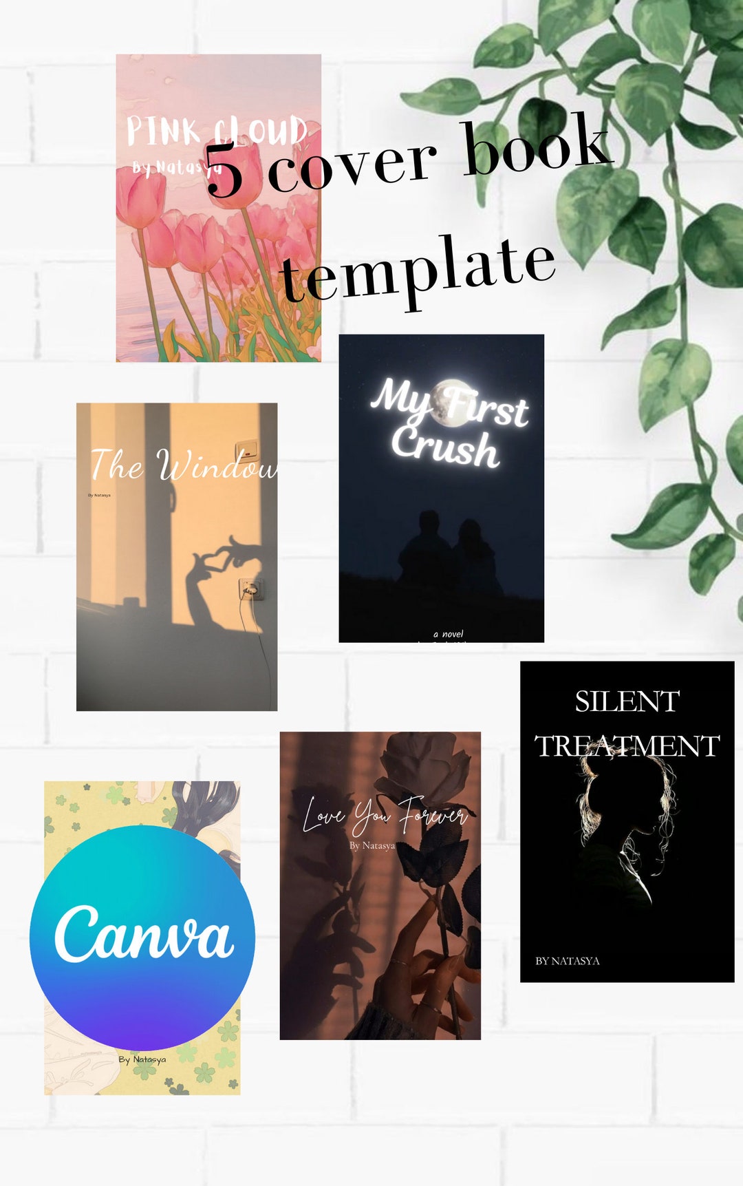 5 Digital Book Cover Templates, All Styles & Genres Easy Drag Drop Edit ...