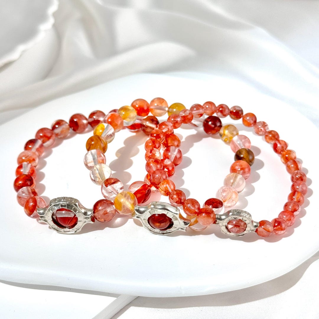 Red Hematoid Quartz Beaded Bracelet Vibrant and Full of Vitality ...